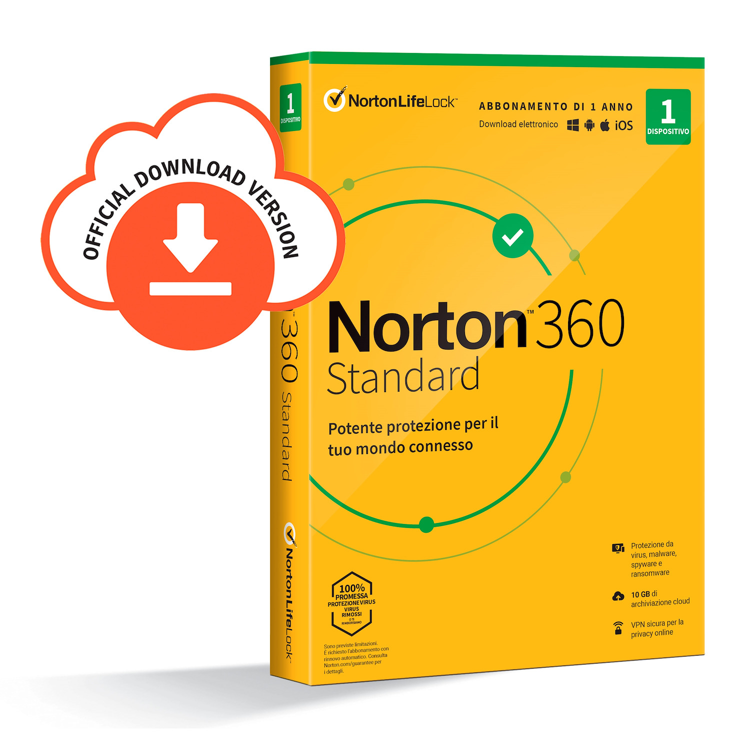 NORTON LIFE LOCK Software e Antivirus Virtuali NORTON 360 STANDARD 2020 ...