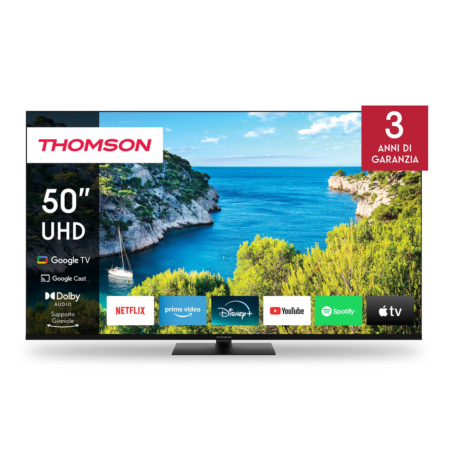 THOMSON Led TVC LED 50 4K GOOGLE TV HDR10 WIFI SAT 4 HDMI 3 USB ...