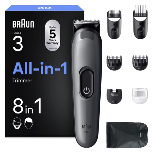 BRAUN Regolabarba RIFINITORE ALL-IN-ONE SERIES 3, 8IN1, LAMA AFFILATA A ...